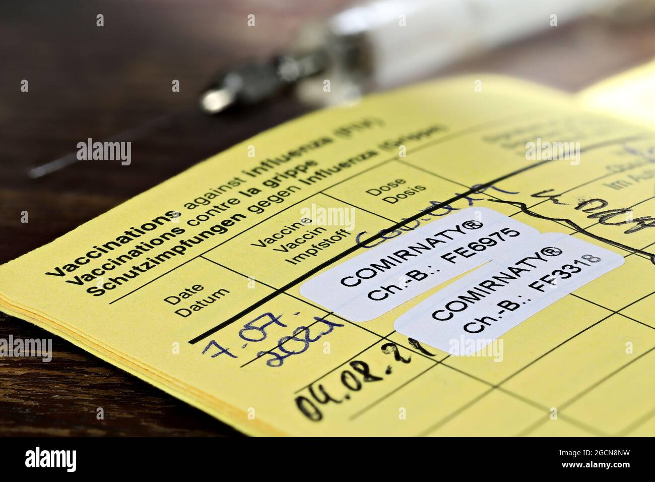 Documentation of the first and second vaccination with BioNTech/Pfizer ...