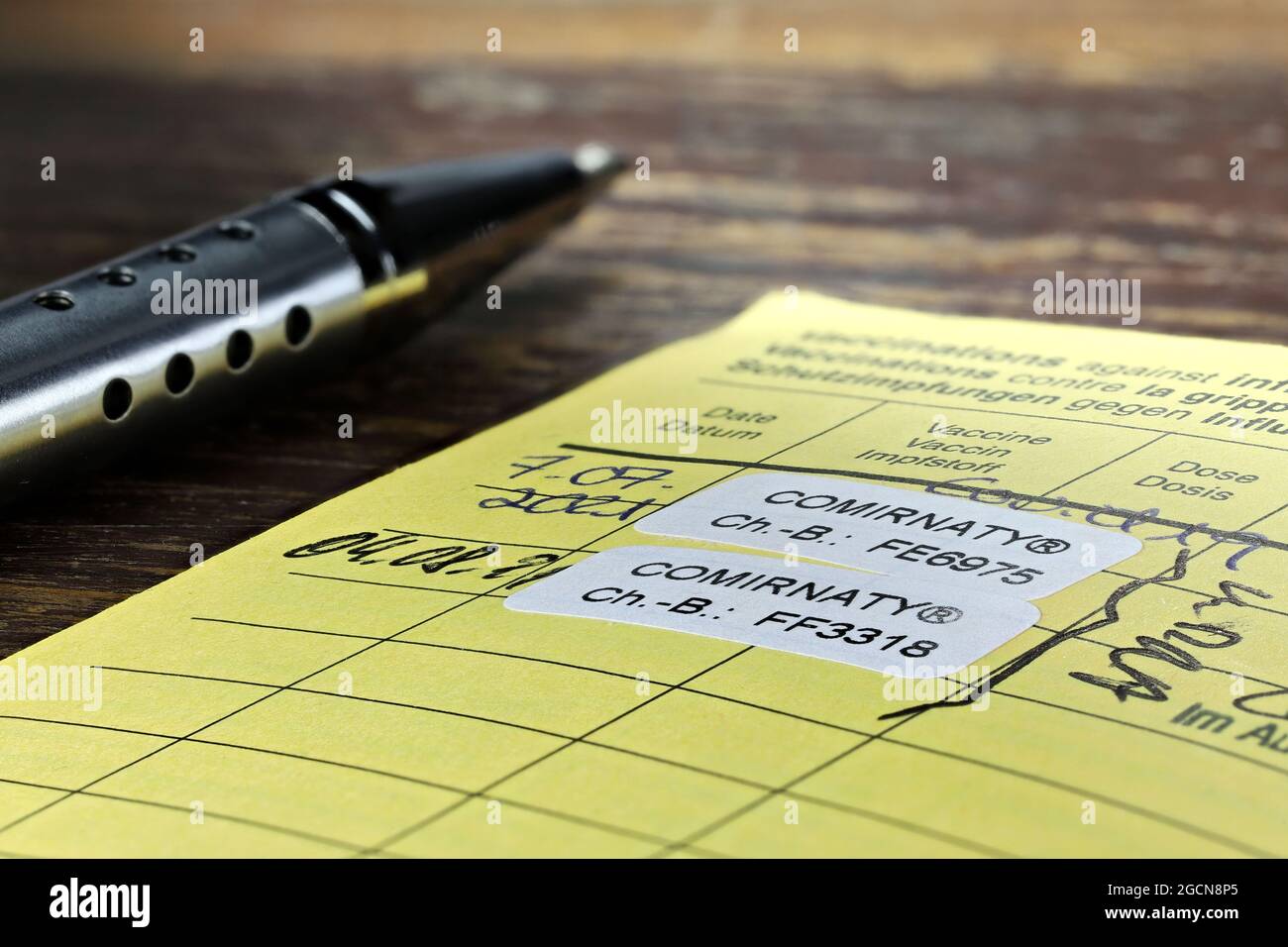 Documentation of the first and second vaccination with BioNTech/Pfizer ...