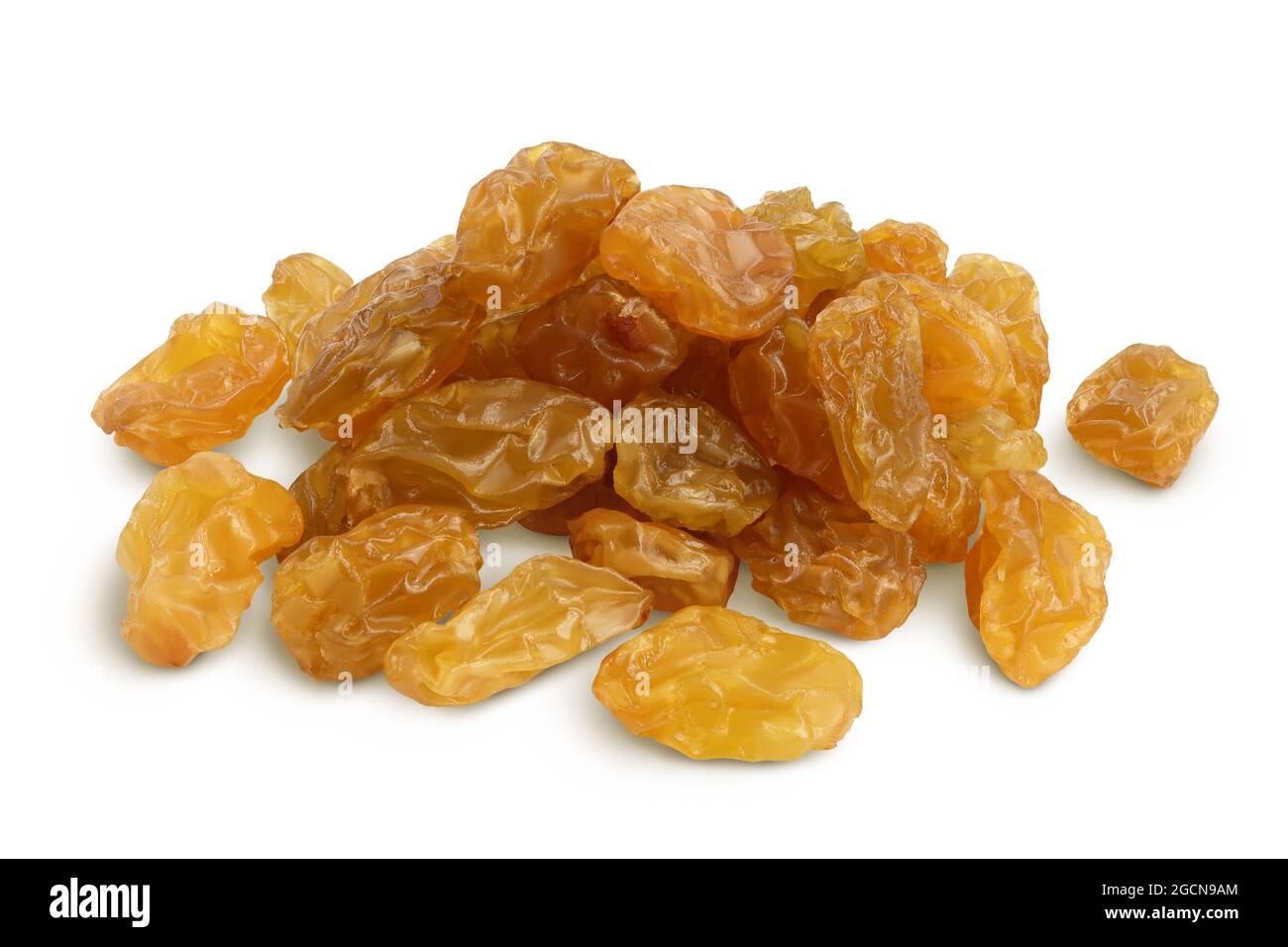 Yellow raisin isolated on white background with clipping path and full ...