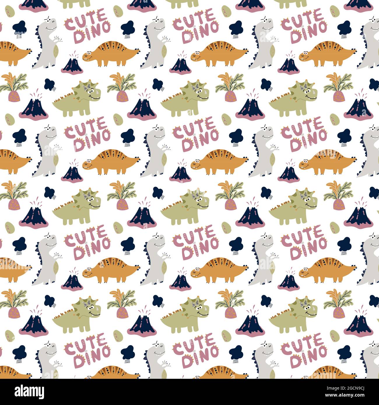 Seamless cartoon dragon pattern Stock Vector Images - Alamy