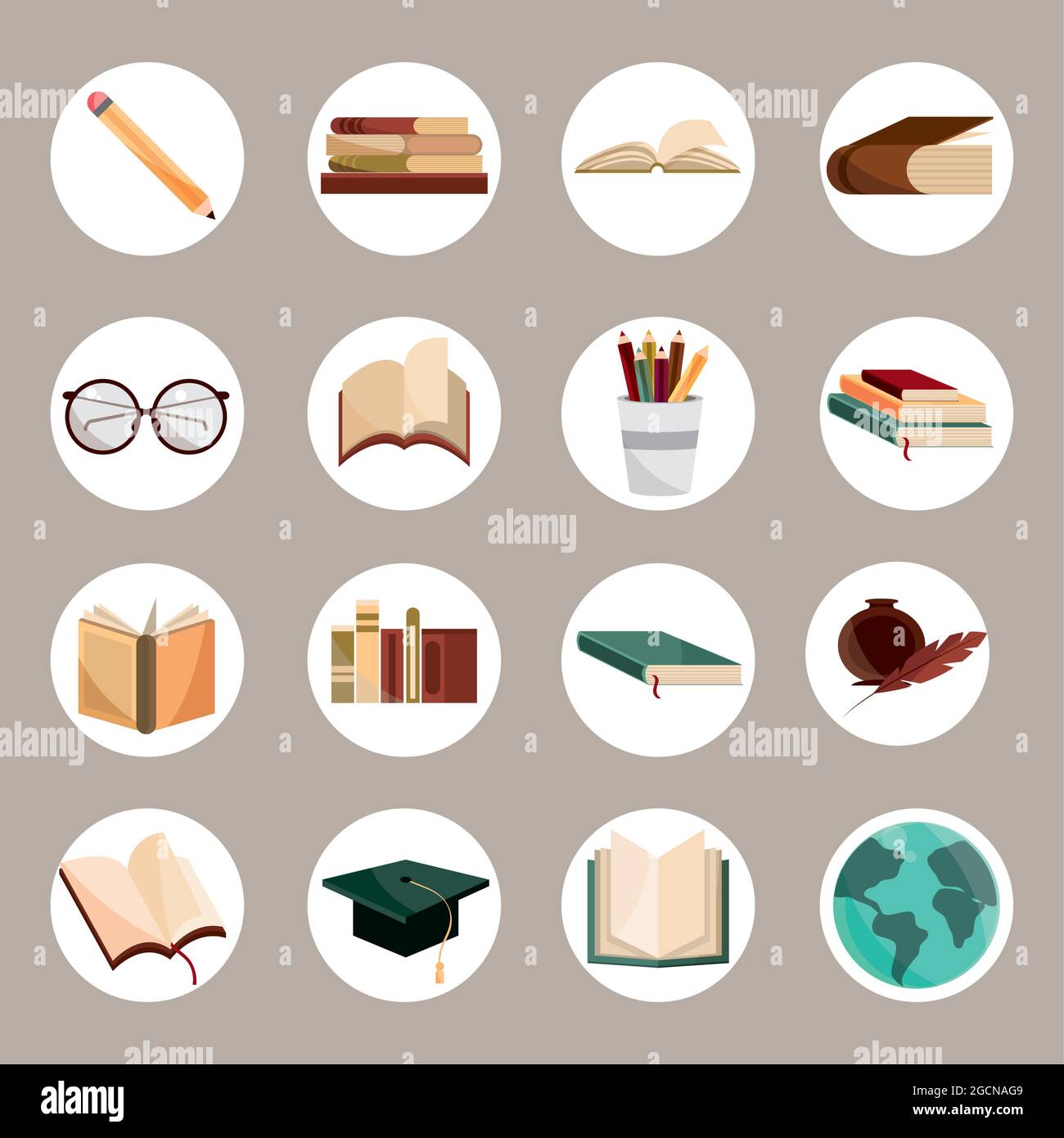 literacy education icon set Stock Vector Image & Art - Alamy