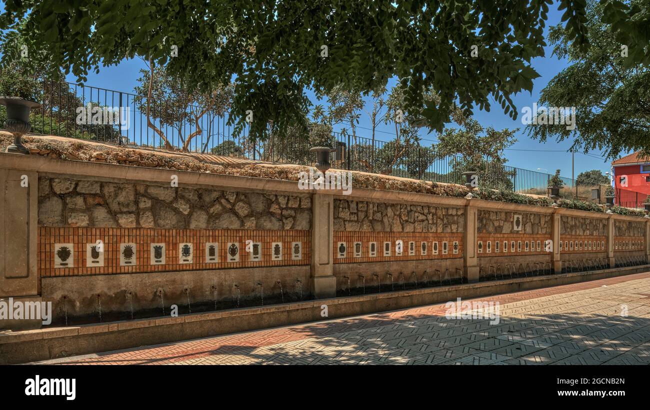 Fountain of the 50 pipes representing the 50 Spanish provinces with the ...