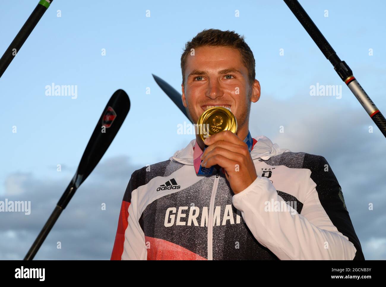 Dresden, Germany. 09th Aug, 2021. Tom Liebscher, gold medal winner in ...