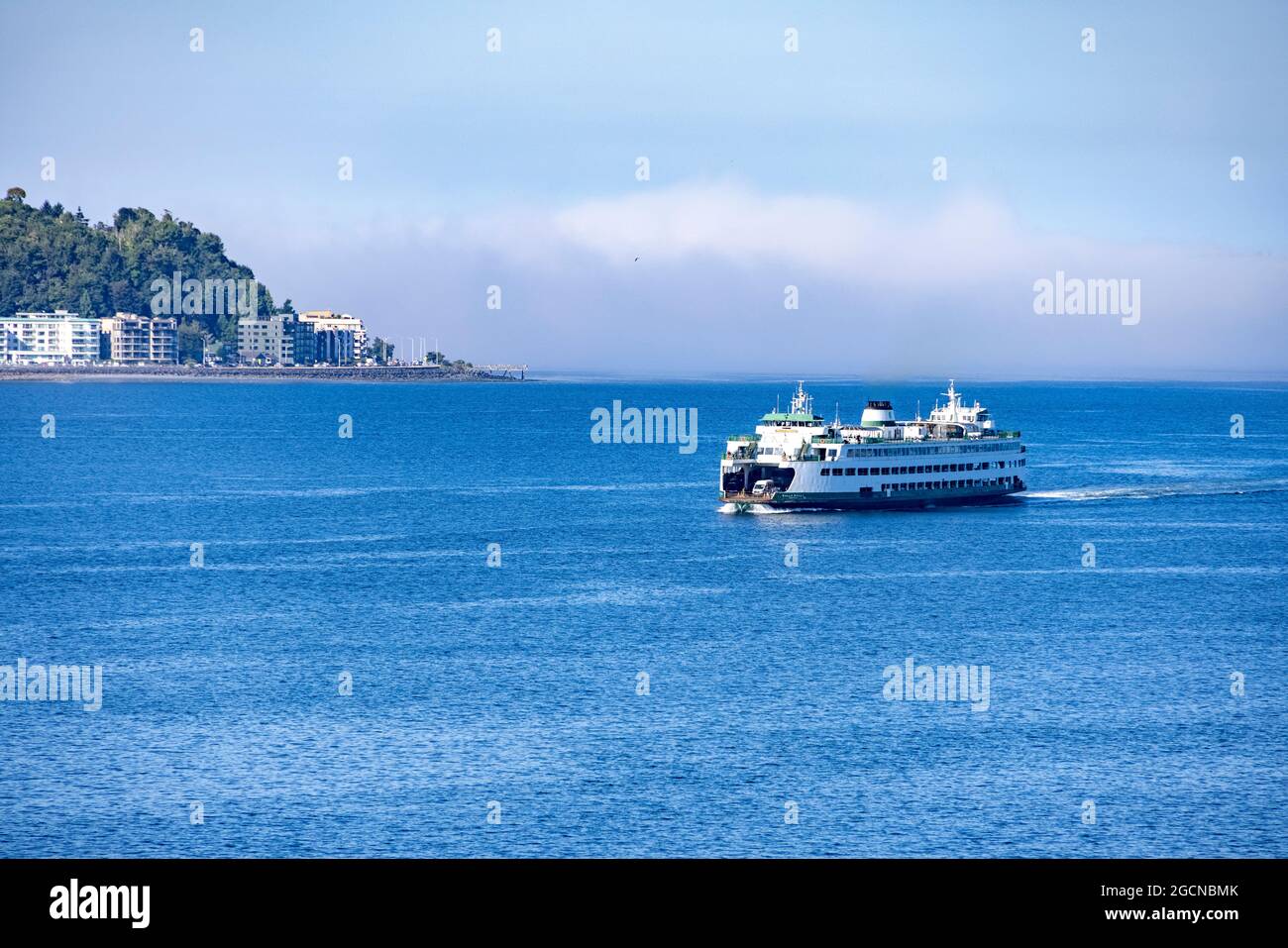 MV Walla Walla jumbo class ferry sailing into Seattle Harbor ...