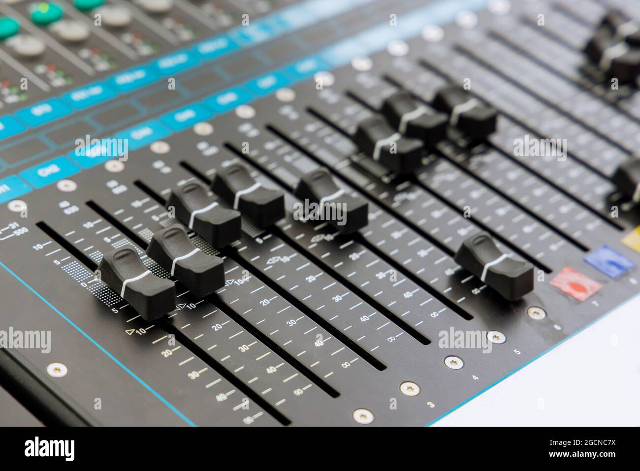 Audio sound mixer with buttons sliders sound control Stock Photo - Alamy