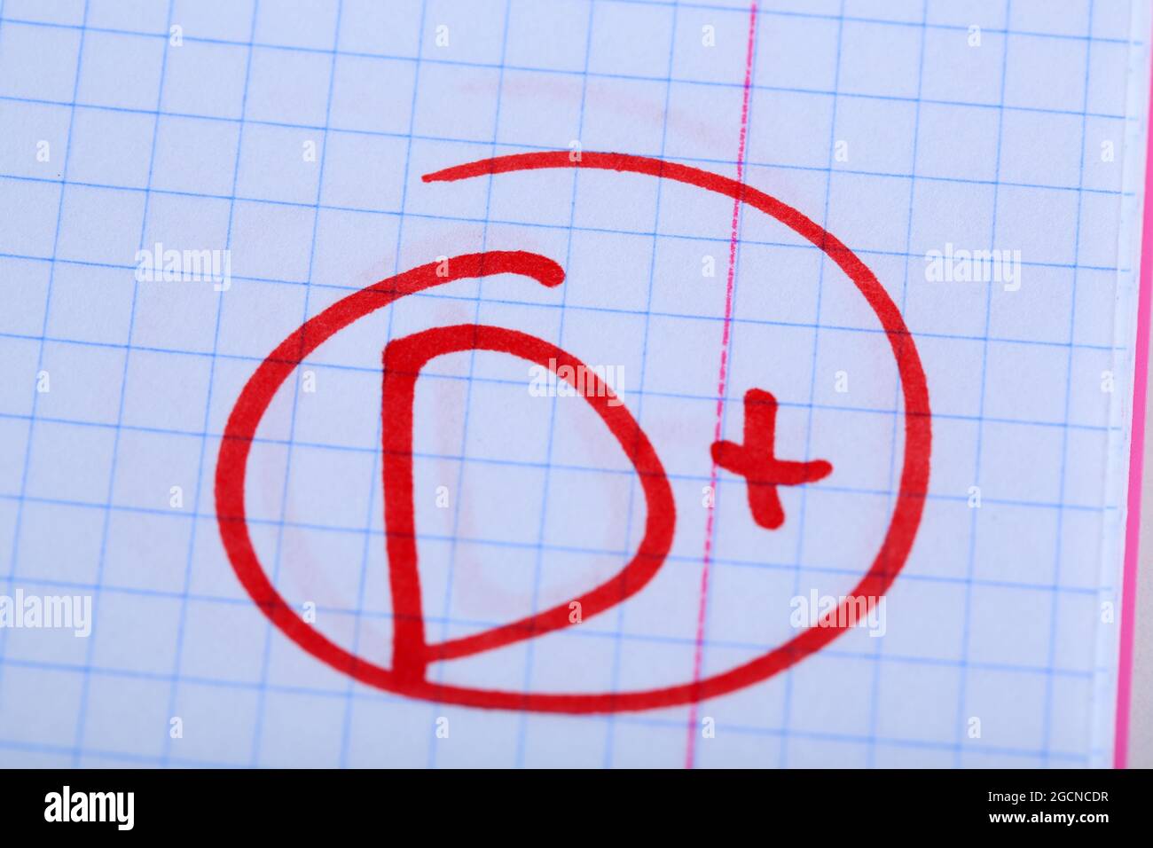 Grade D+ written on an exam paper Stock Photo - Alamy