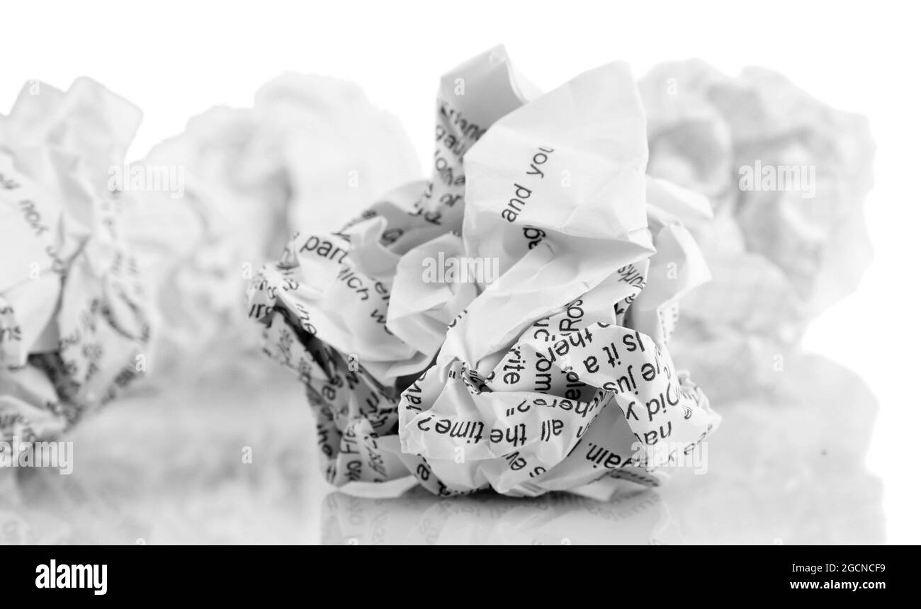 Crumpled paper balls isolated on white Stock Photo - Alamy