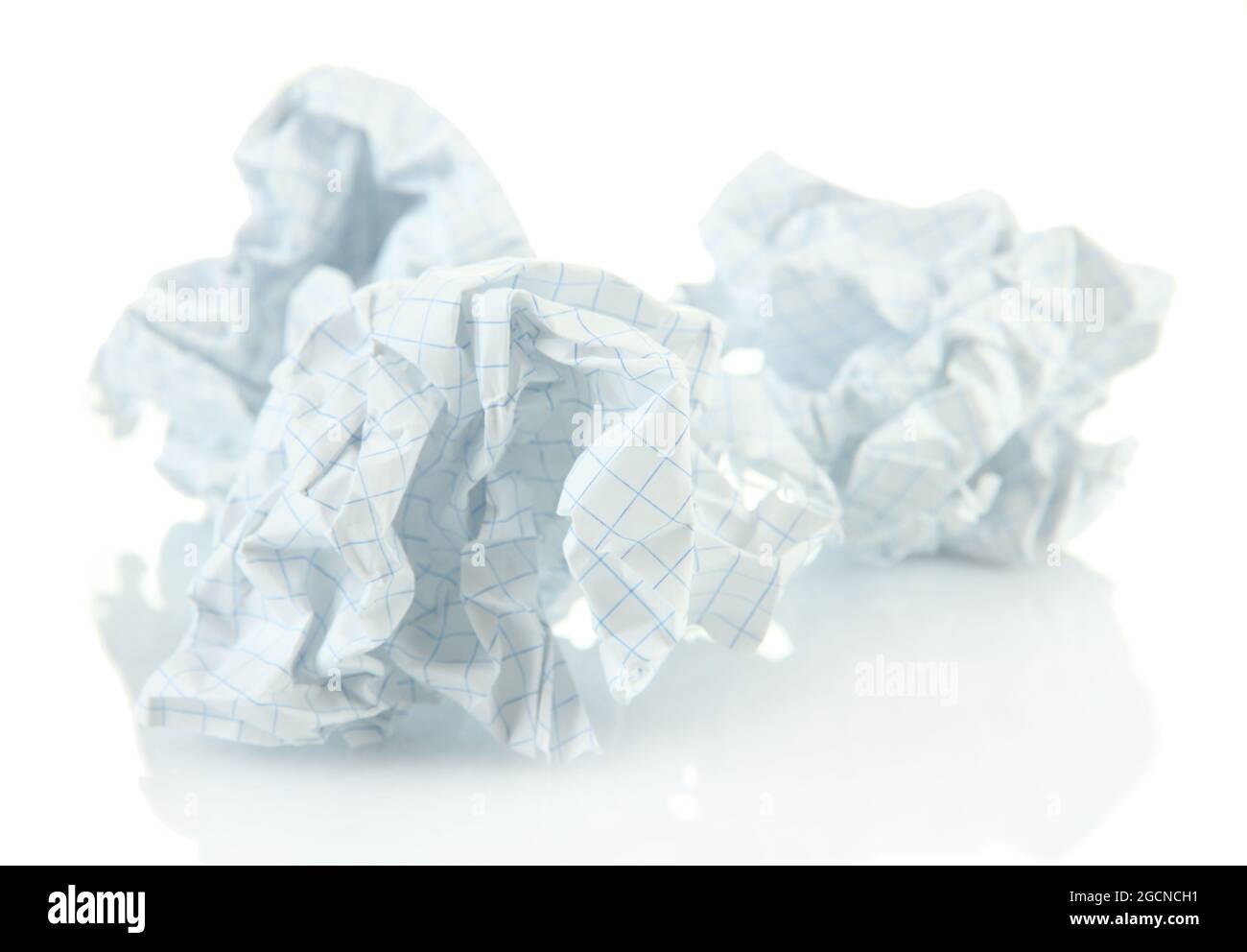 Crumpled paper balls isolated on white Stock Photo - Alamy