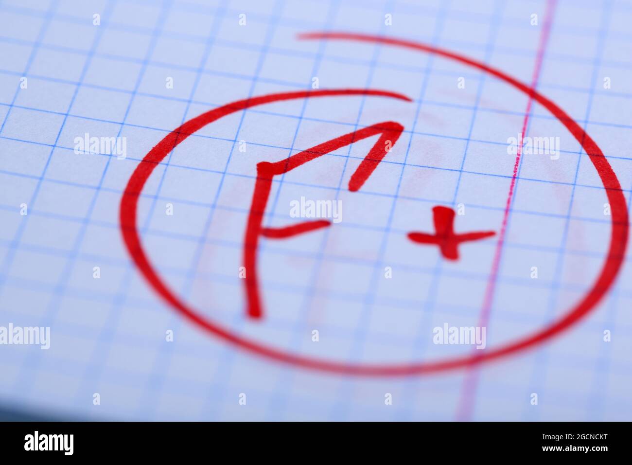 Grade F written on an exam paper Stock Photo - Alamy