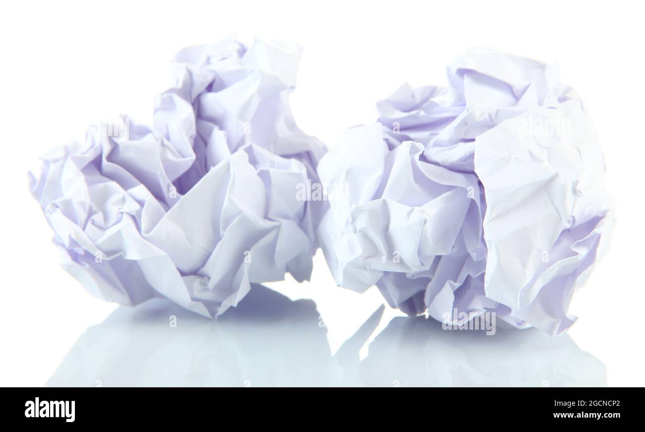 Crumpled paper balls isolated on white Stock Photo - Alamy