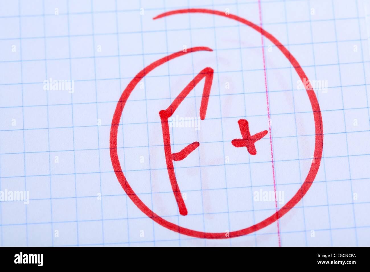 Grade F written on an exam paper Stock Photo - Alamy