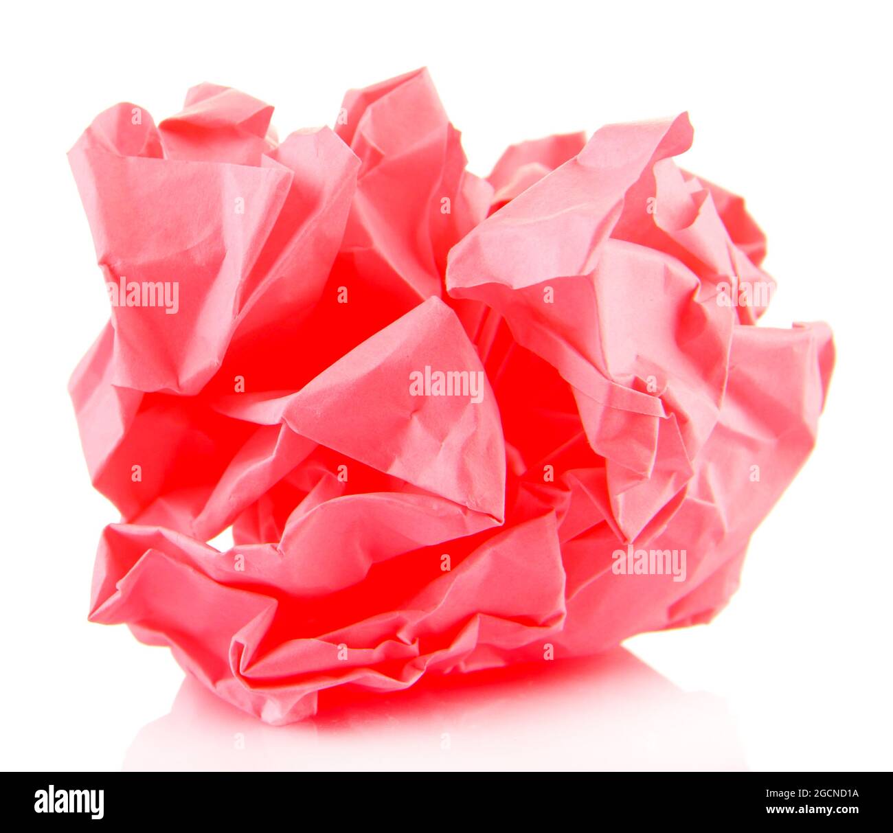 Pink crumpled paper ball isolated on white Stock Photo - Alamy