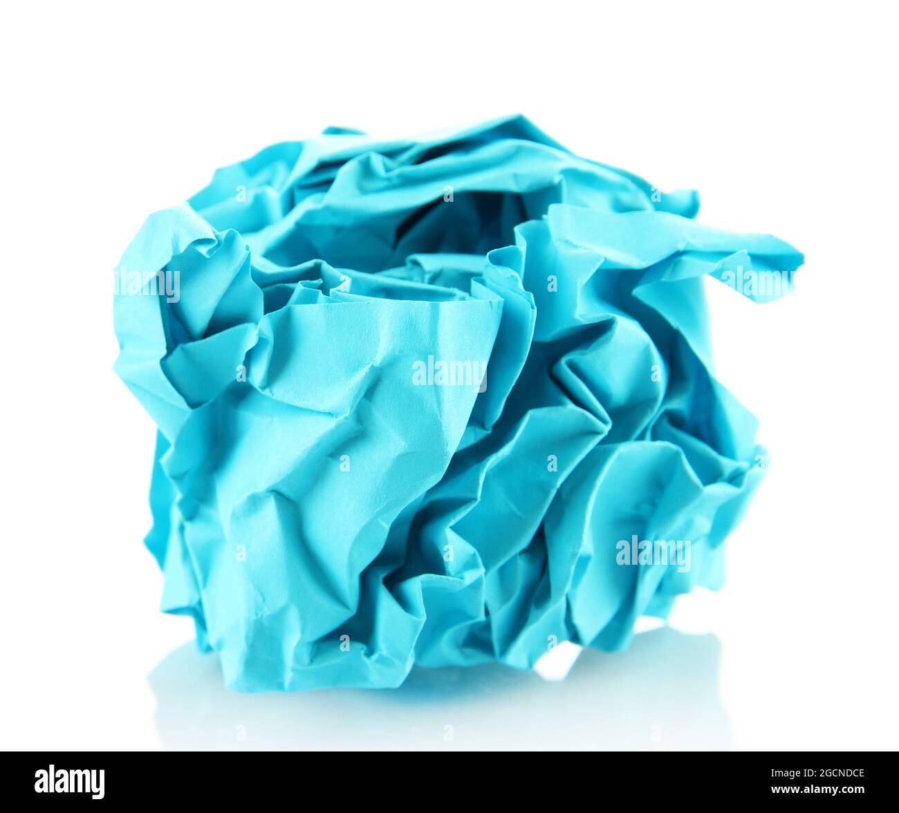 Blue crumpled paper ball isolated on white Stock Photo - Alamy