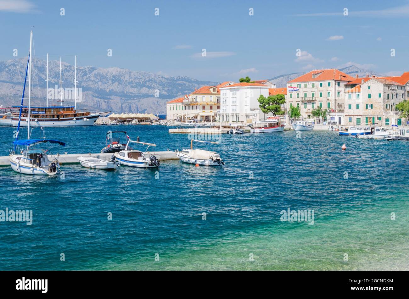 Picturesque bay and the old town of Postira. Postira lies on the ...