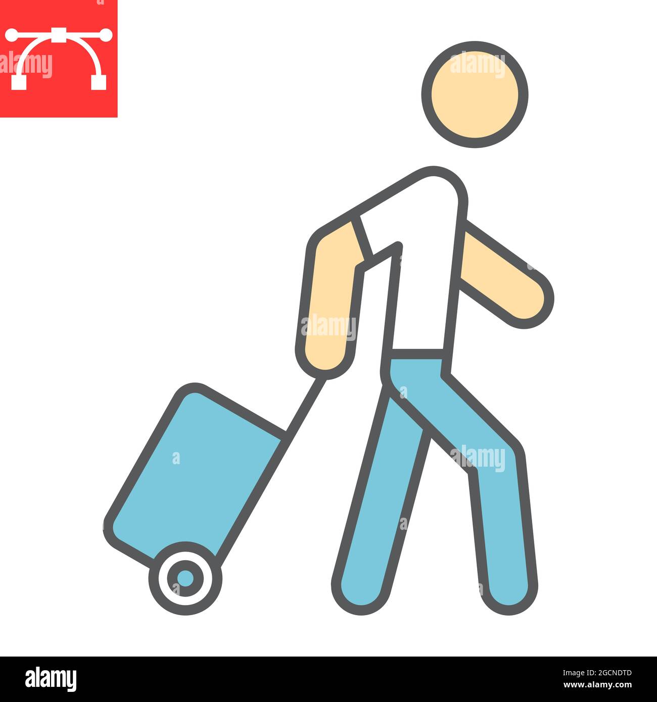 Cartoon Person Pulling Suitcase