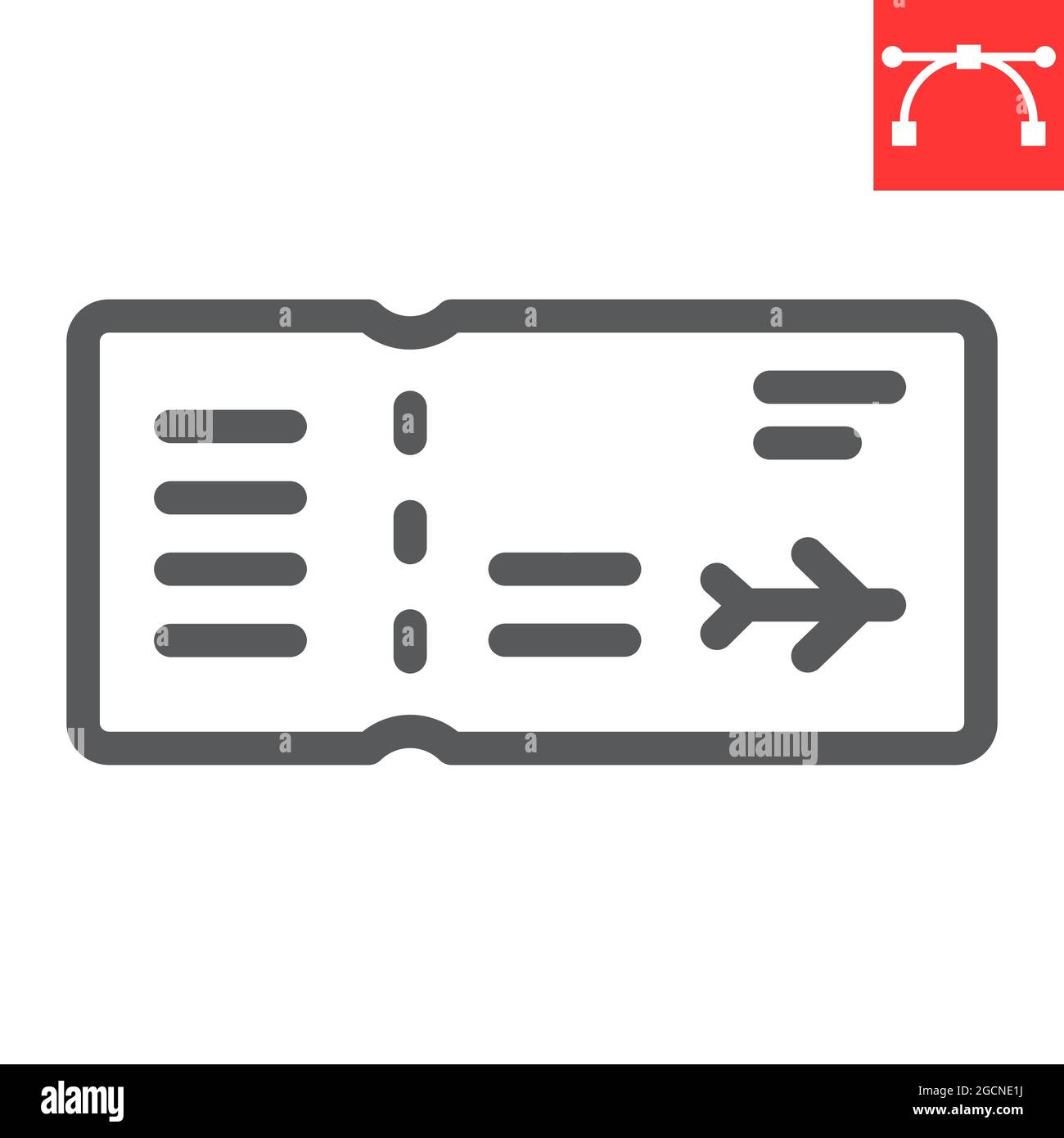 Air ticket line icon, travel and airport, airplane ticket vector icon ...