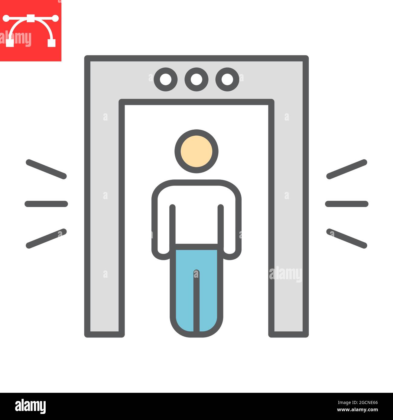 Metal detector color line icon, security and airport, security control ...