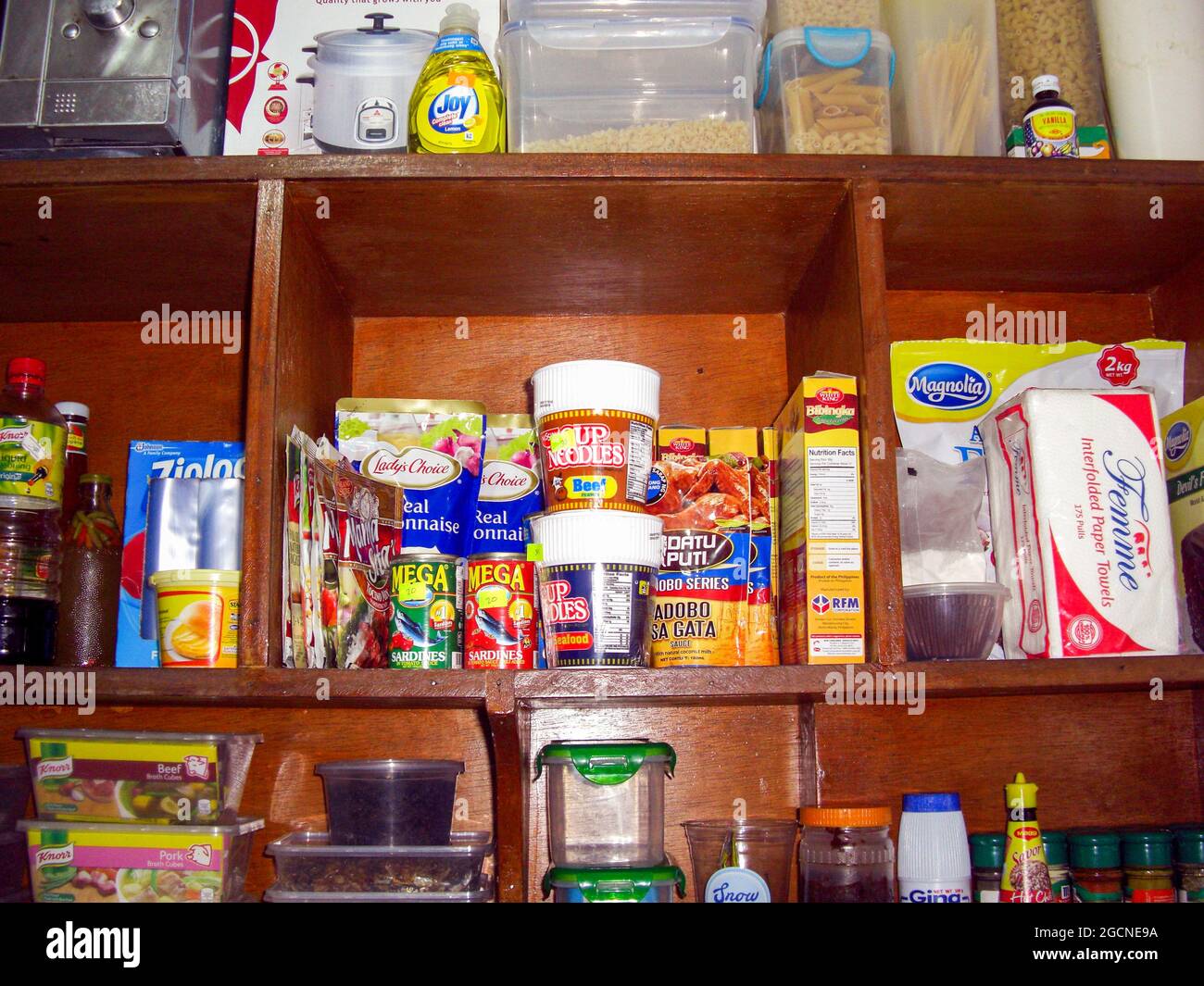 Different kind of food in a grocery store in Sabang in the Philippines ...