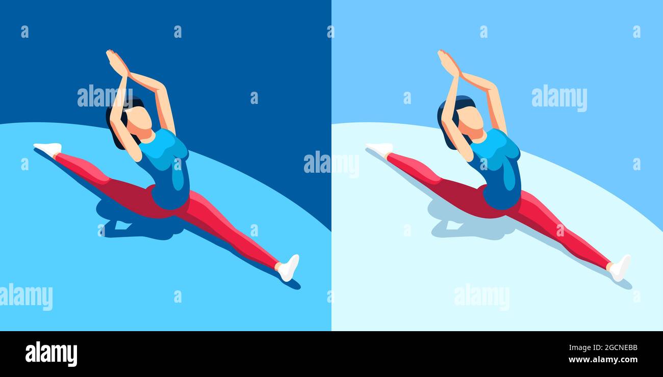 Woman on split with backbend - yoga pose Stock Vector Image & Art - Alamy