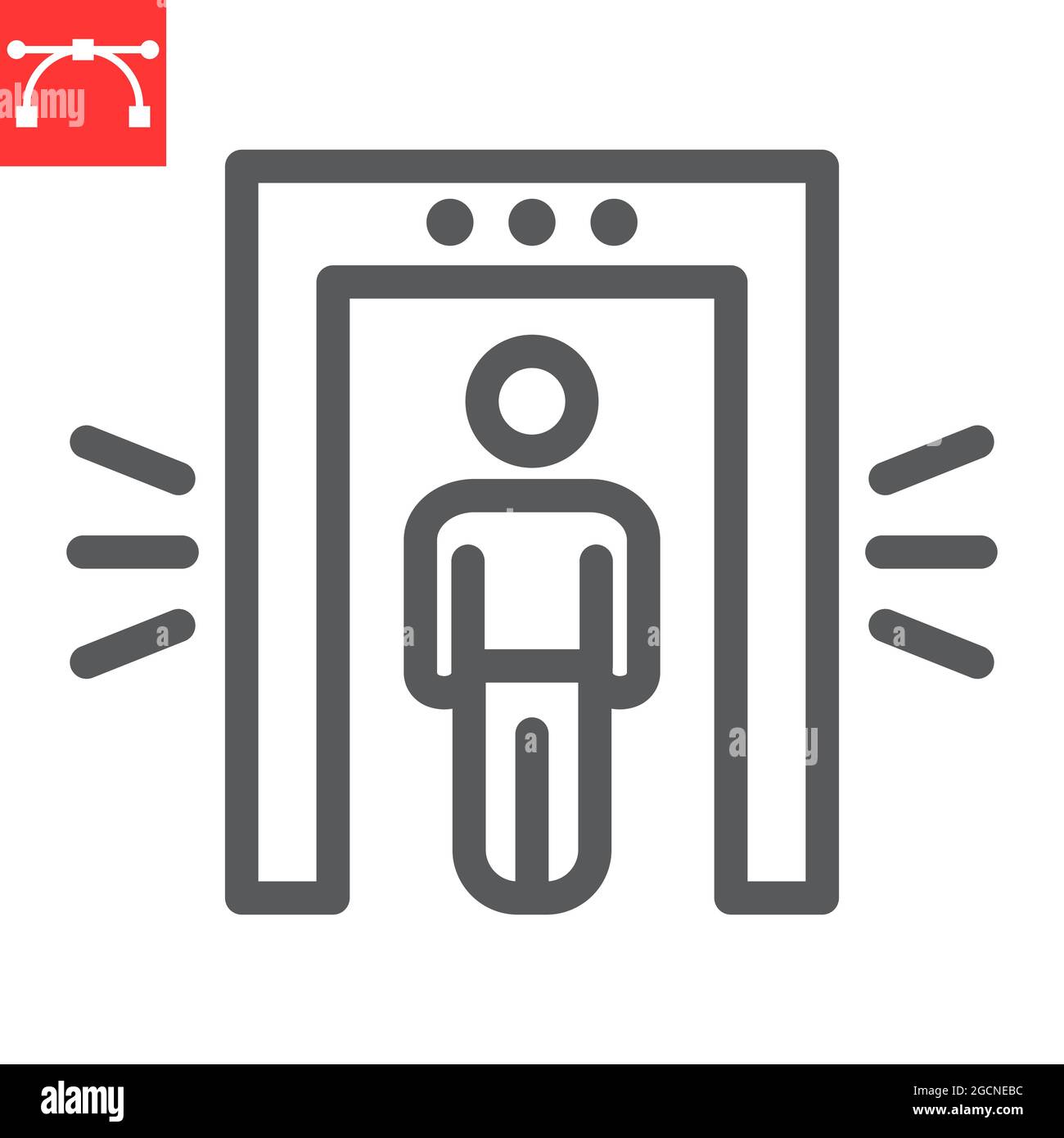 Metal detector line icon, security and airport, security control vector ...