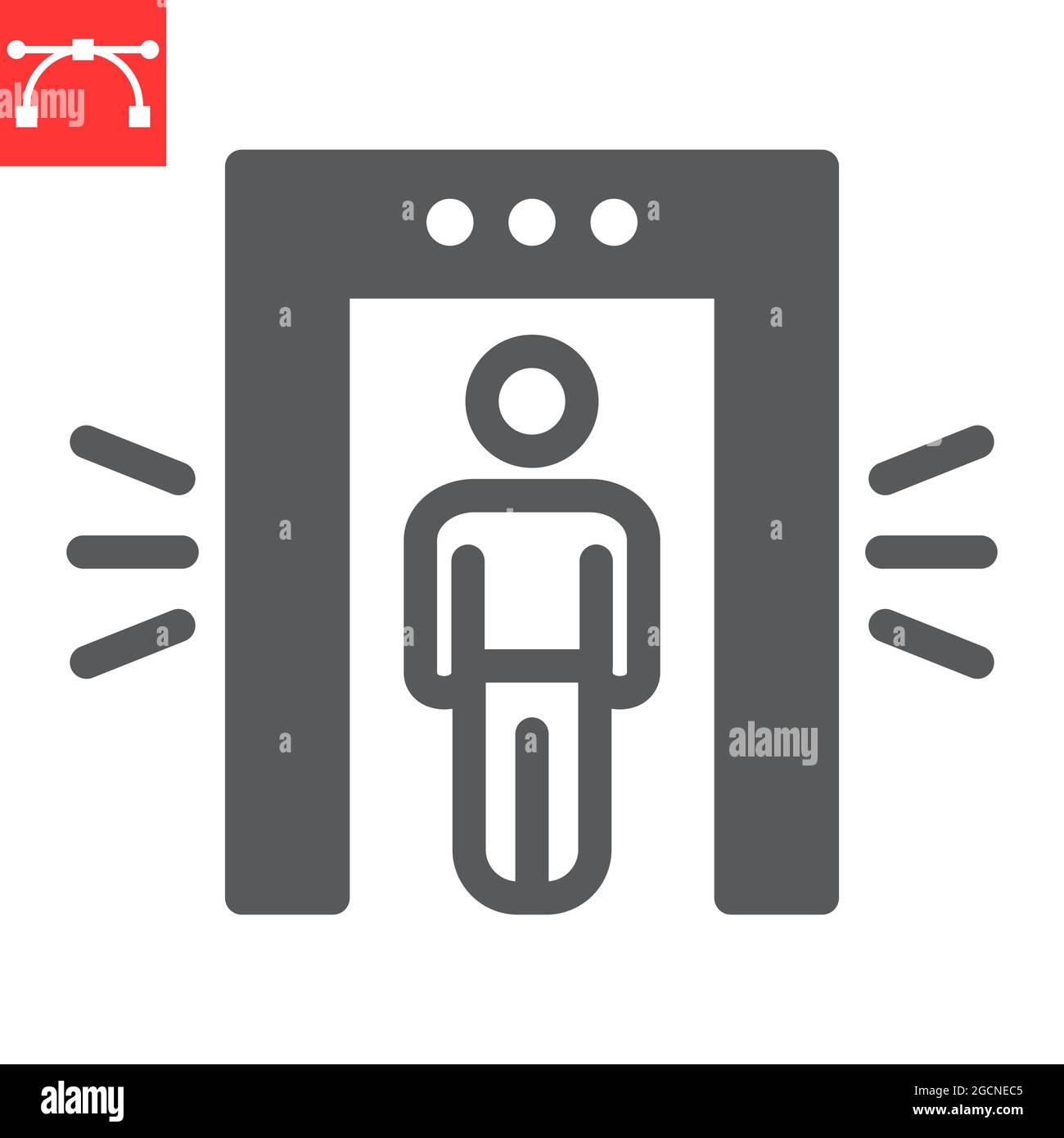 Metal detector glyph icon, security and airport, security control ...