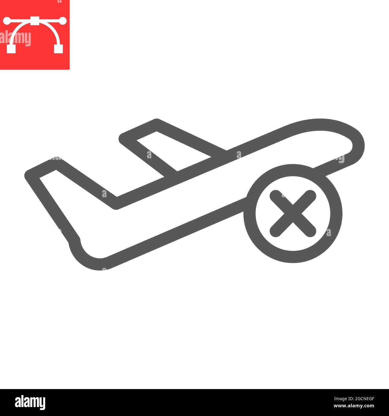 Flight cancelled line icon, no flight and airport, no fly zone vector ...