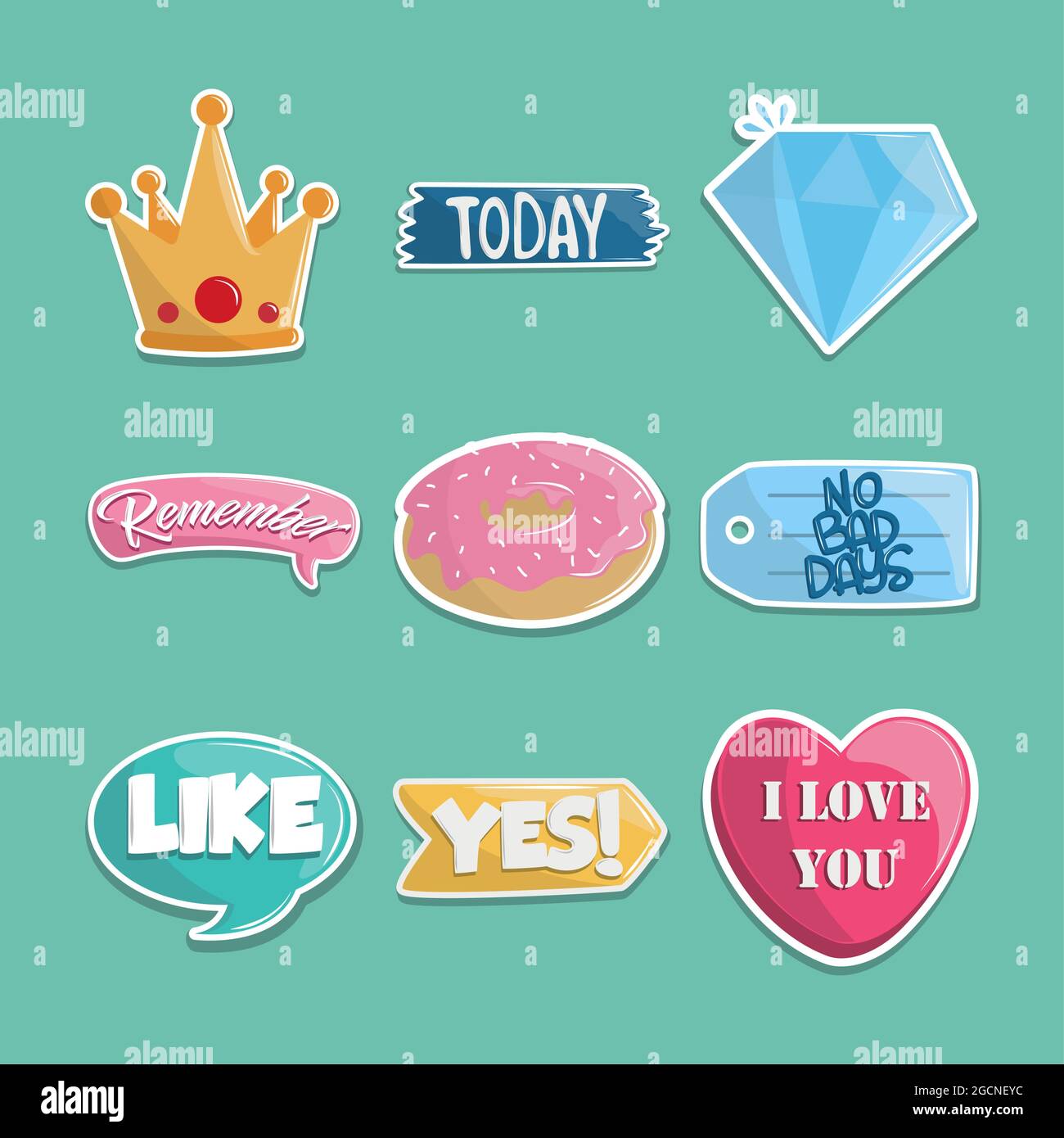set of cute stickers Stock Vector Image & Art - Alamy