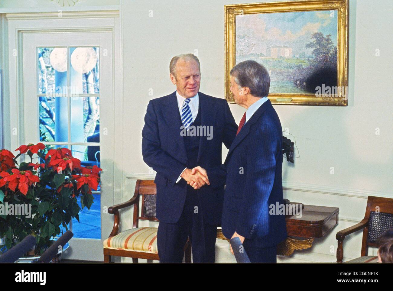 United States President Jimmy Carter, right, meets with former US ...