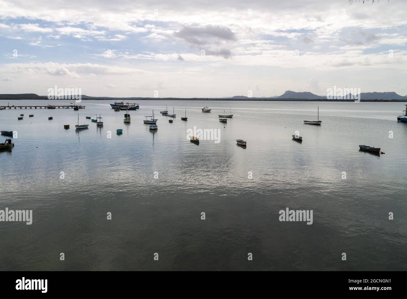 Boats in a harbor in Gibara village, Cuba Stock Photo - Alamy