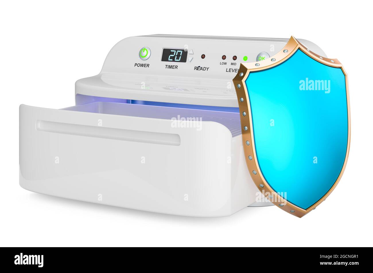 UV Sterilizer Disinfection Box with shield, 3D rendering isolated on white background Stock ...