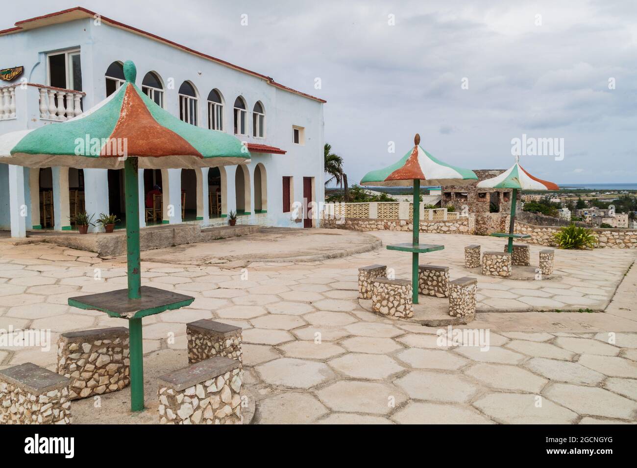 Recreation area at the viewpoint in Gibara village, Cuba Stock Photo ...
