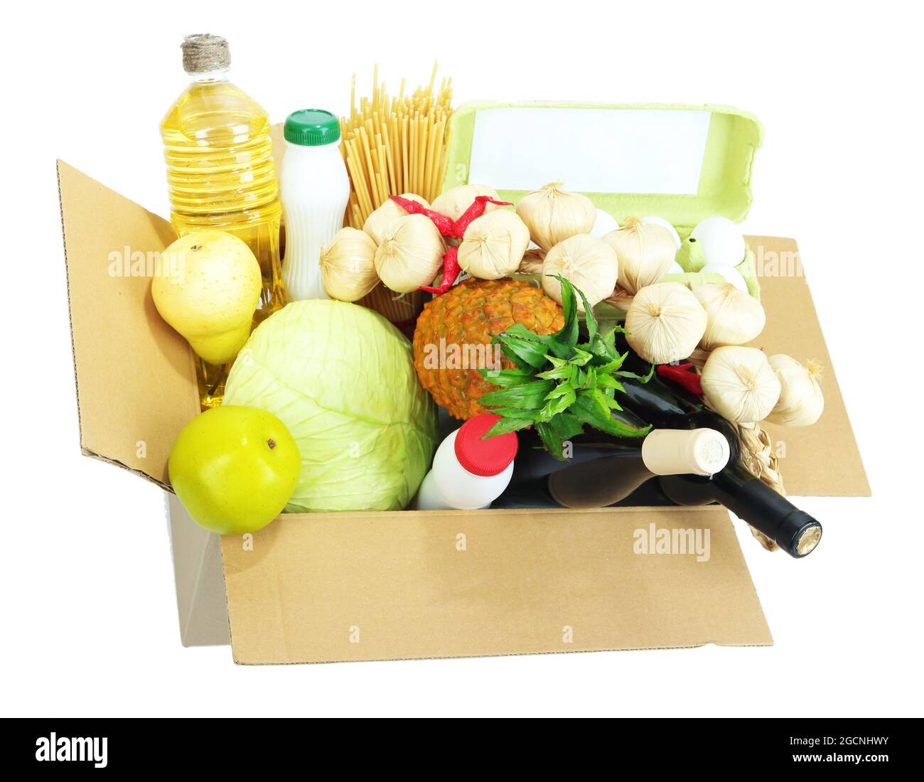 Box with products isolated on white Stock Photo - Alamy