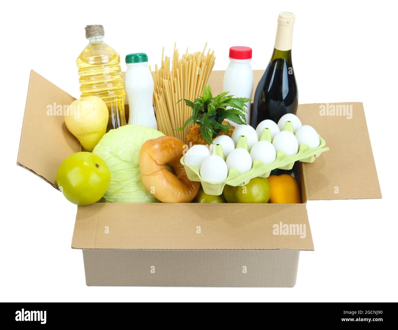 Box with products isolated on white Stock Photo - Alamy