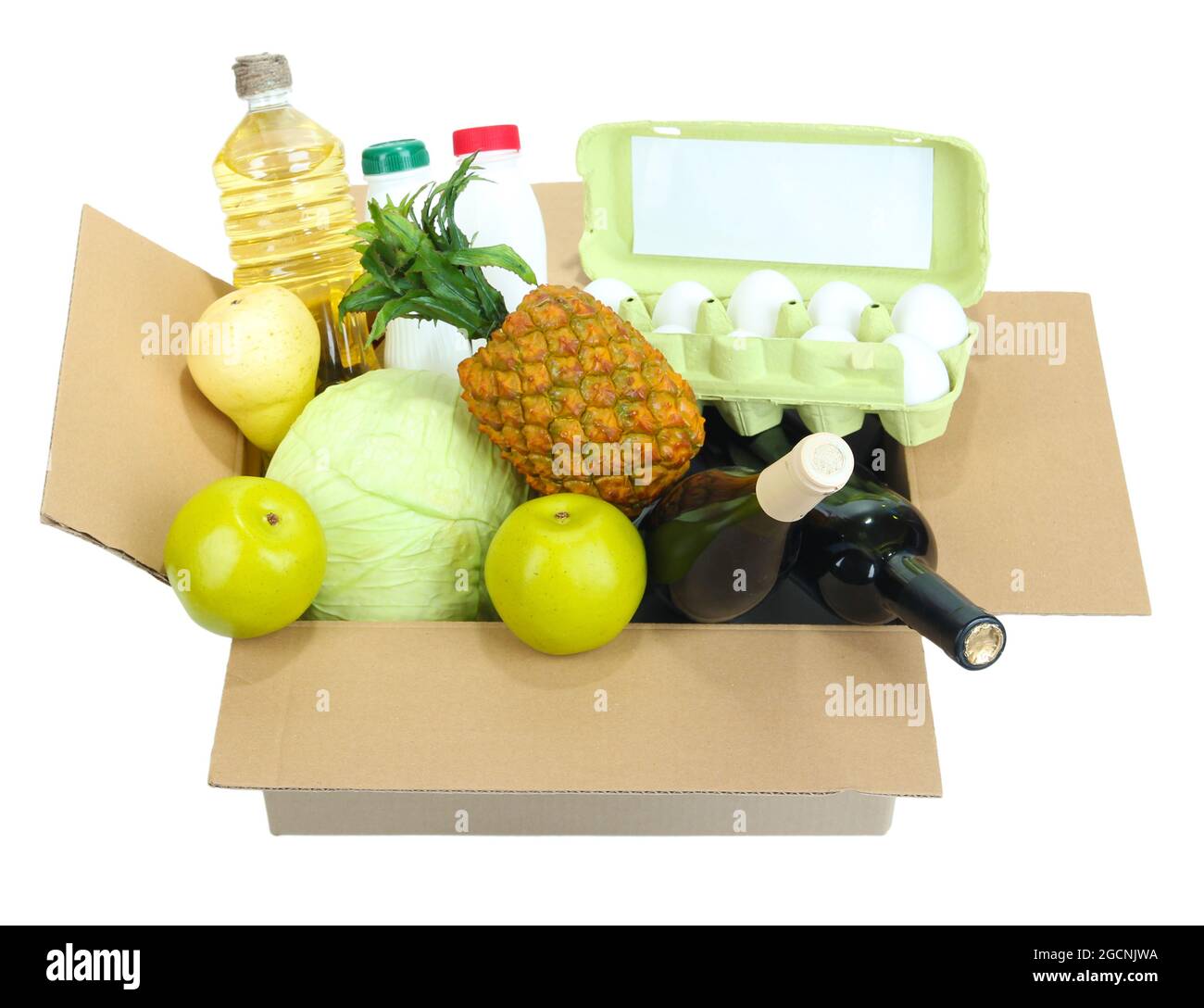 Box with products isolated on white Stock Photo - Alamy