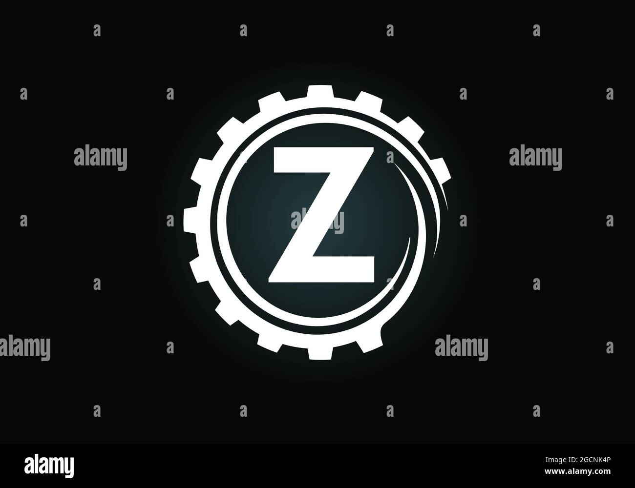 Initial Z monogram alphabet in a gear spiral. Gear engineer logo design ...