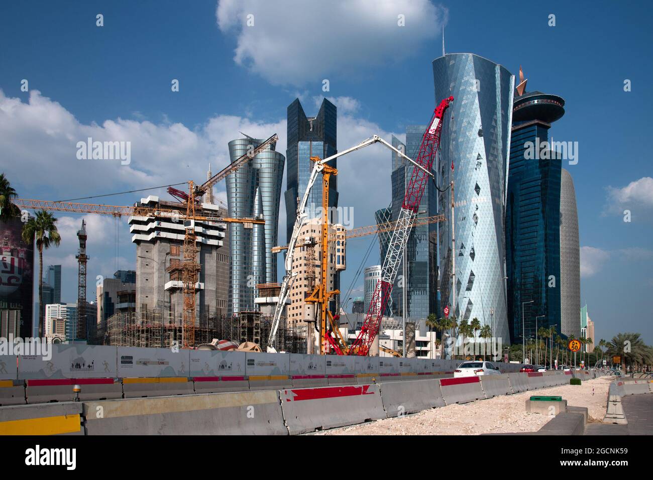 Doha, Qatar - Nov 21. 2019. The Skyscraper under construction in West ...