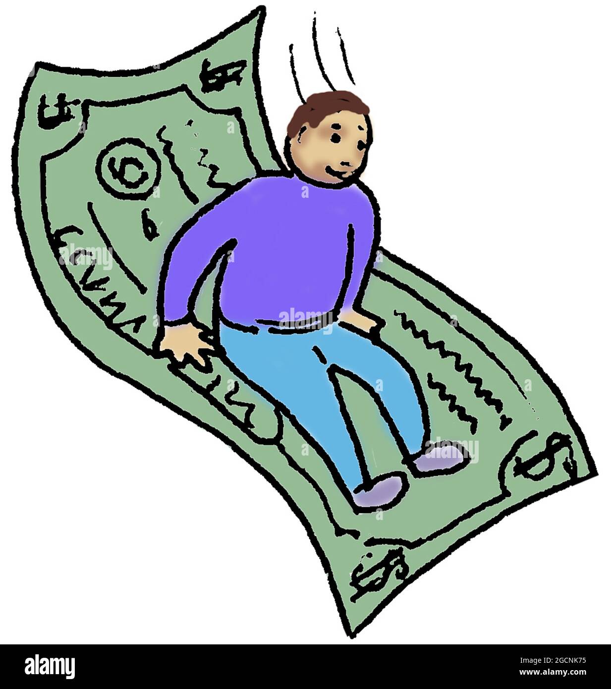 Sliding down a dollar bill Cut Out Stock Images & Pictures - Alamy