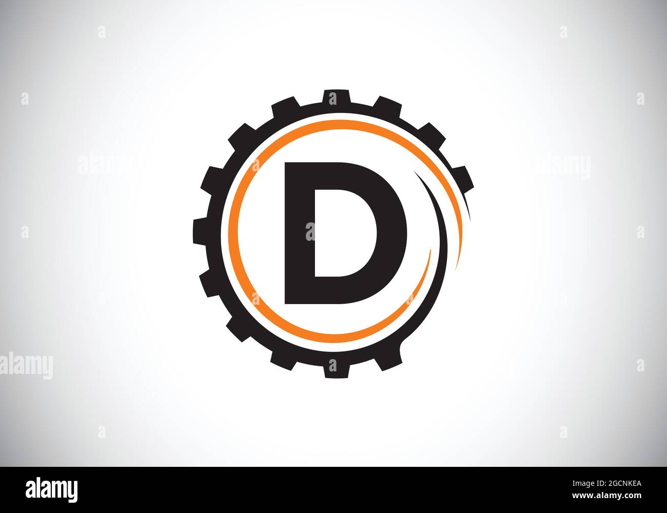 Initial D monogram alphabet in a gear spiral. Gear engineer logo design ...