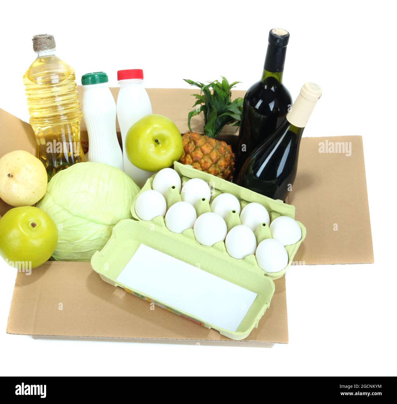 Box with products isolated on white Stock Photo - Alamy