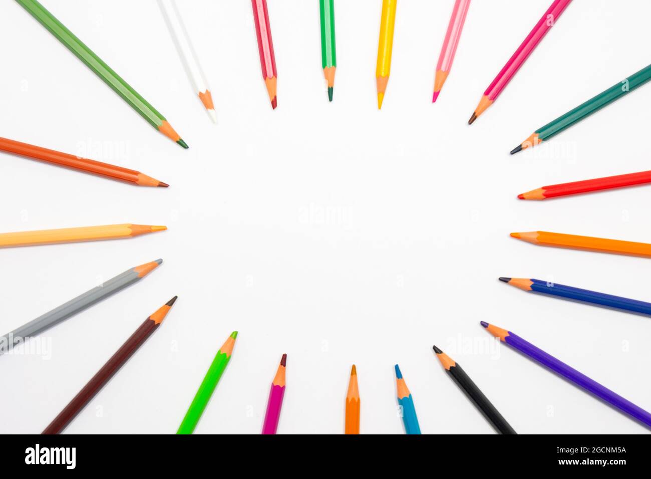 Back to school 2021, pencils. White background with space for text ...