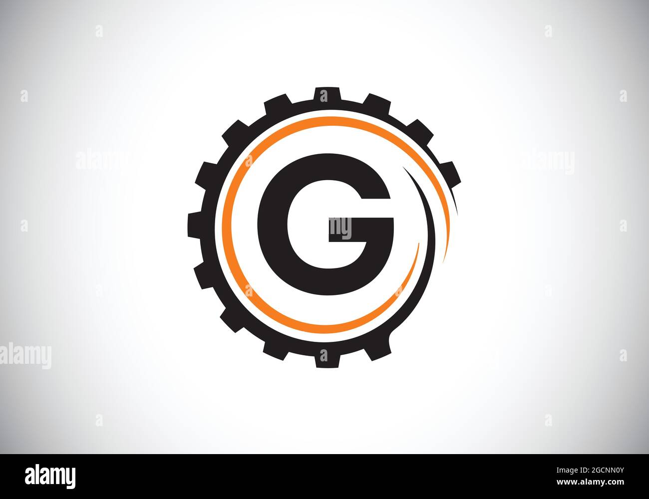 Initial G monogram alphabet in a gear spiral. Gear engineer logo design ...