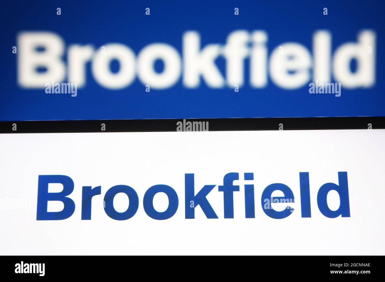 In this photo illustration a Brookfield Asset Management logo is seen ...