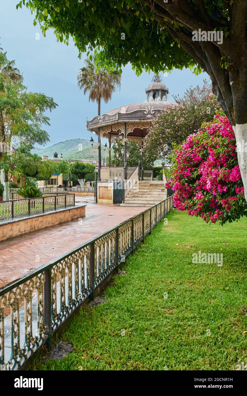 UNION DE TULA, MEXICO - Jun 23, 2021: Main garden plaza of Union de ...