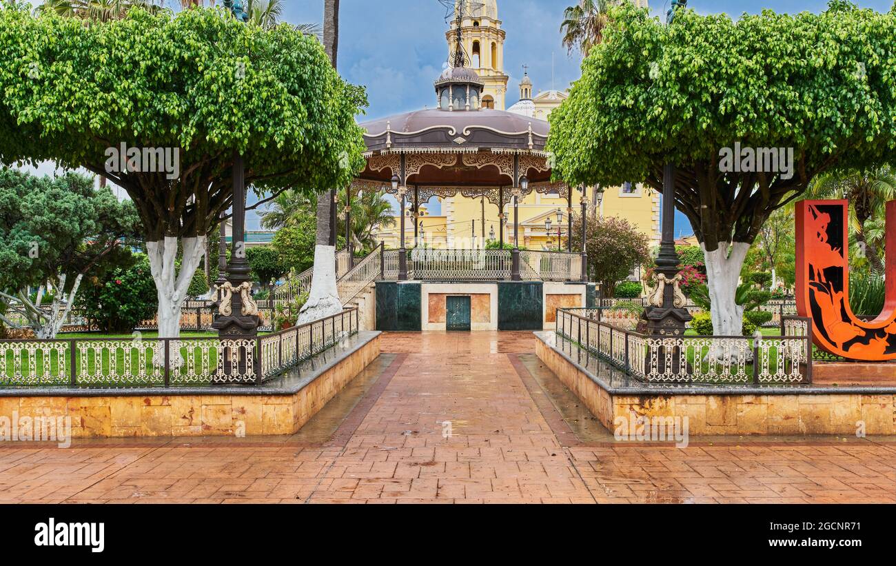 UNION DE TULA, MEXICO - Jun 23, 2021: Main garden plaza of Union de ...