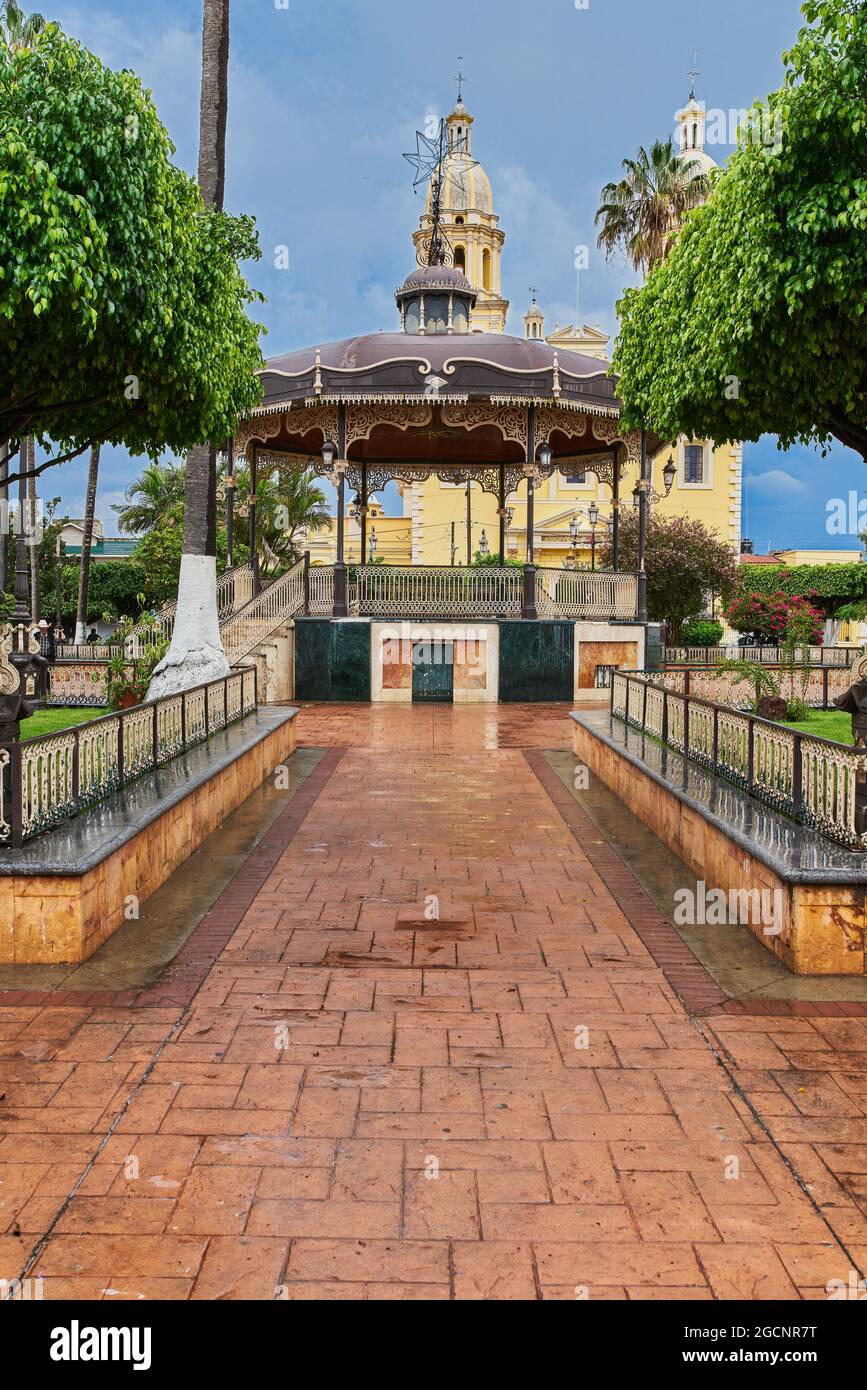 UNION DE TULA, MEXICO - Jun 23, 2021: Main garden plaza of Union de ...