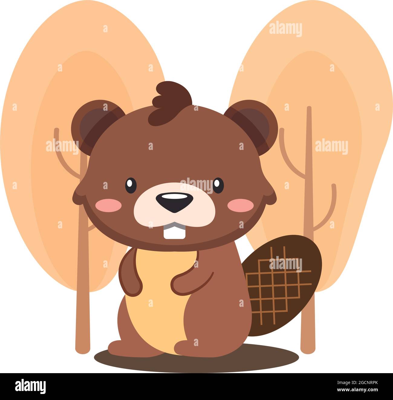 Kawaii cartoon of a beaver Autumn season Stock Vector Image & Art - Alamy