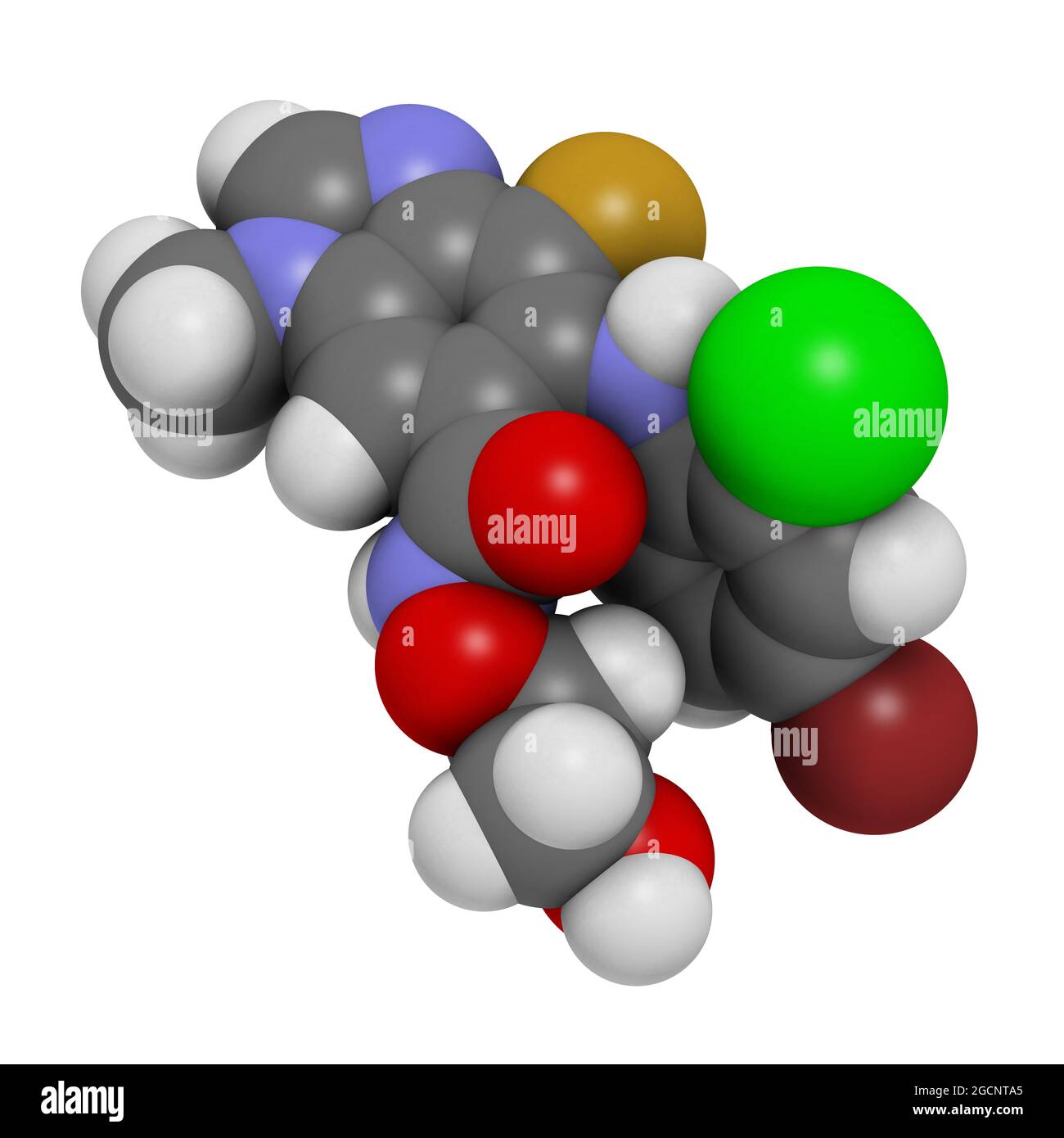 Selumetinib cancer drug molecule (MEK1 and MEK2 inhibitor). 3D r Stock ...