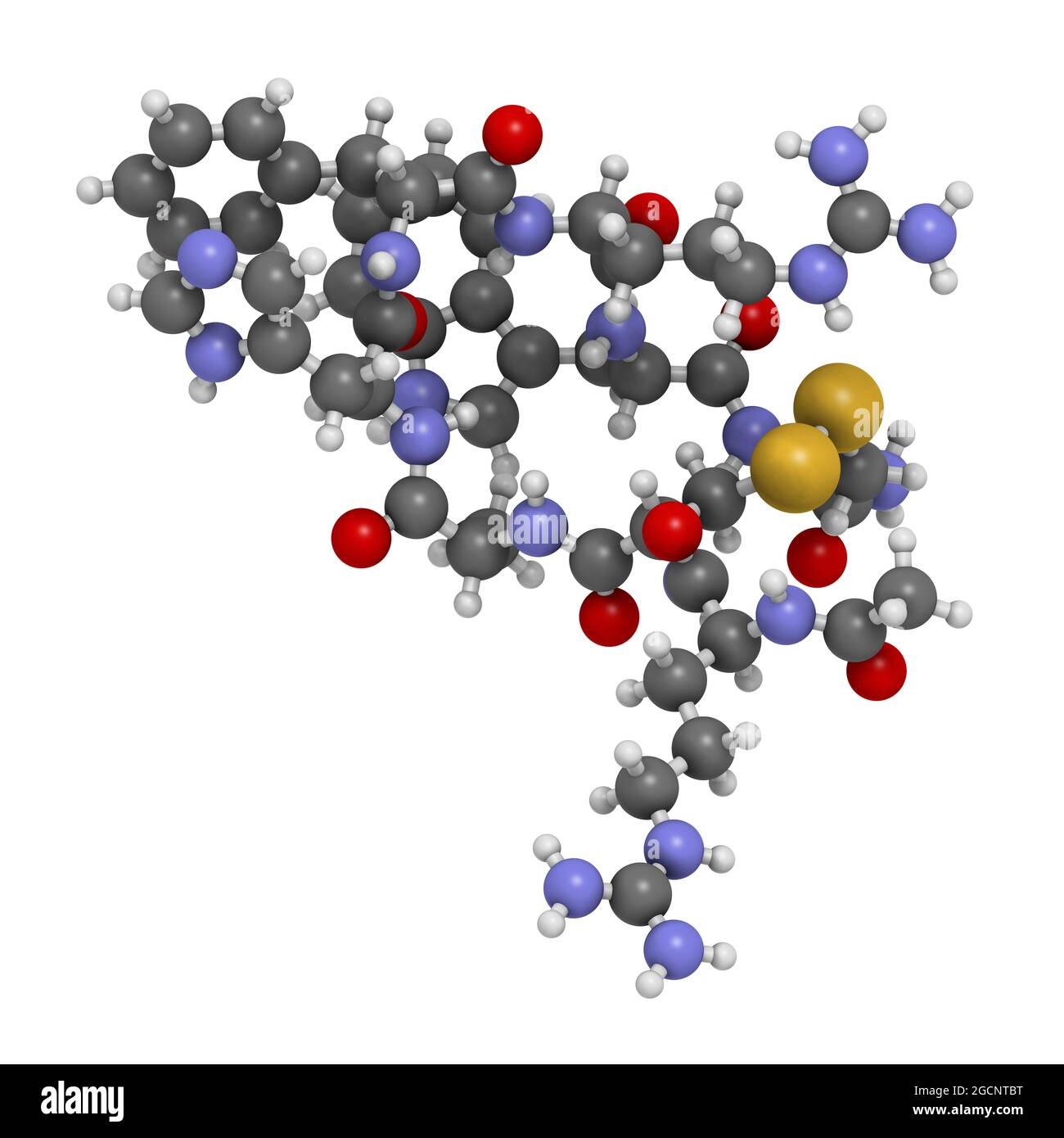 Setmelanotide drug molecule (MC4 receptor agonist). 3D rendering Stock ...