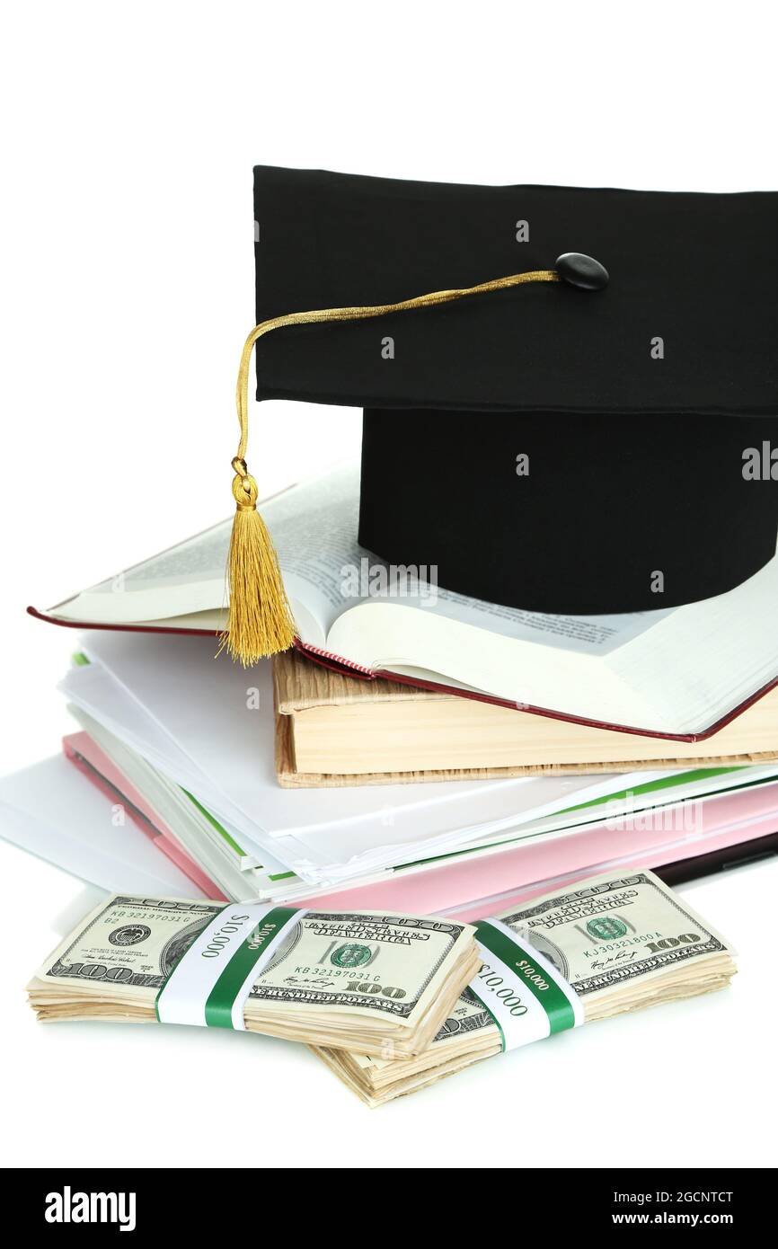 Money for graduation or training isolated on white Stock Photo - Alamy