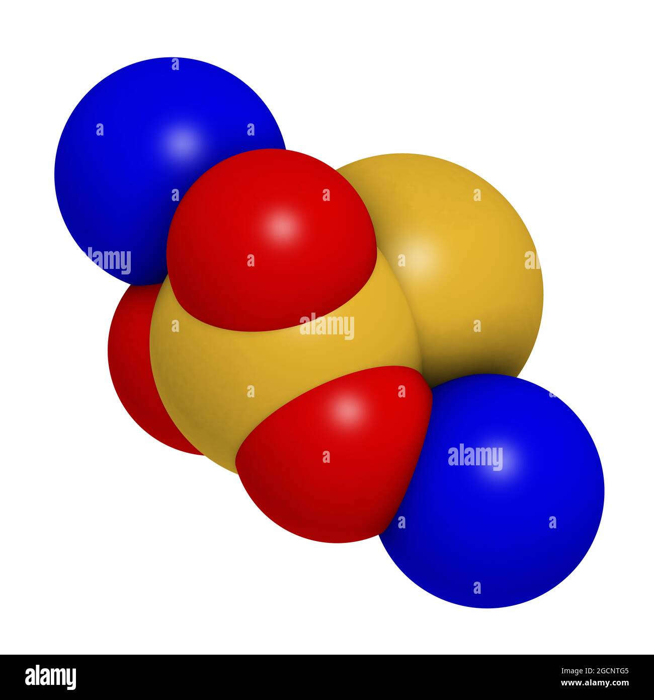 Sodium thiosulfate, chemical structure. 3D rendering. Atoms are Stock ...